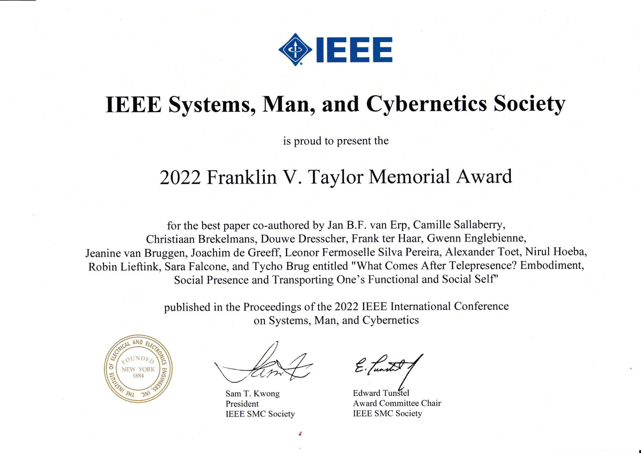 i-Botics Team success: wins IEEE Best Paper Award - i-BOTICS